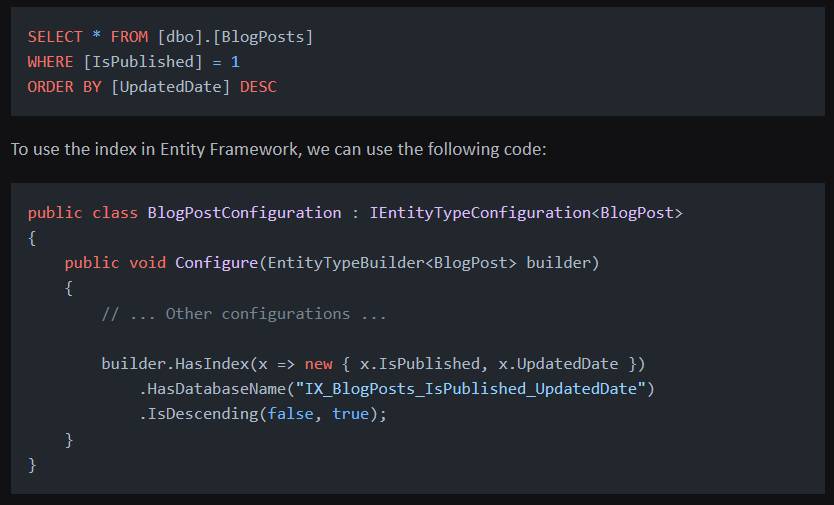 Geordnete Indizes im Entity Framework 7 nutzen Geordnete Indizes im Entity Framework 7 nutzen